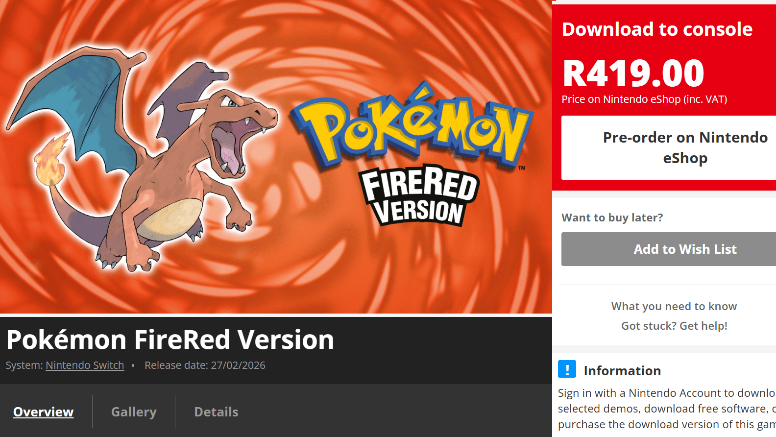 Pokémon FireRed / LeafGreen re-released for R419 in South Africa - Not ...